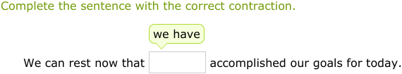 IXL - Pronoun-verb contractions (5th class English practice)