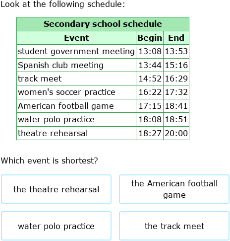 IXL - Schedules - 24-hour time (4th class maths practice)