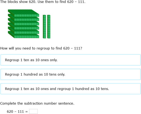 IXL - Use models to subtract from three-digit numbers - with regrouping (2nd class maths practice)
