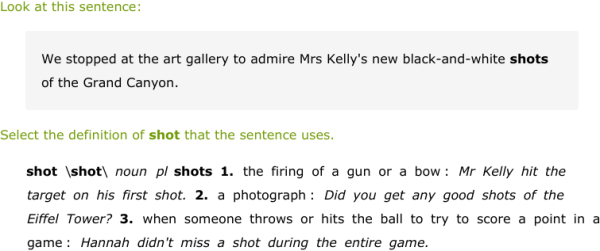 IXL - Use dictionary definitions (6th class English practice)