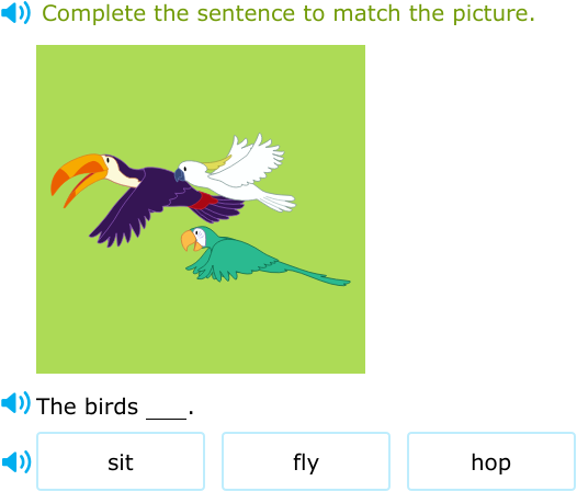 IXL - Complete the sentence with an action verb to match the picture ...