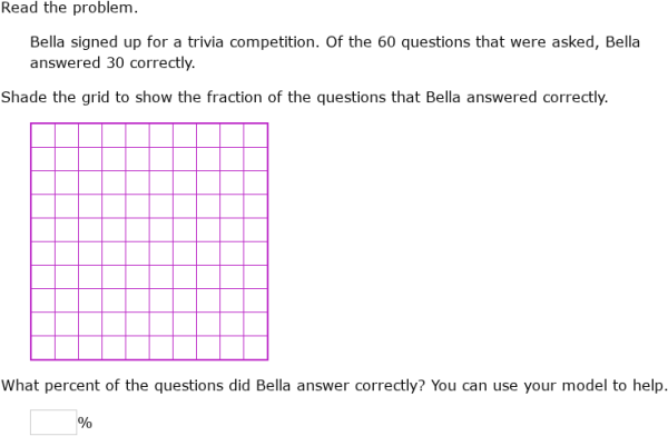 Ixl Solve Percent Problems Using Grid Models 6th Class Maths Practice