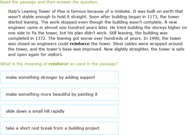 IXL - Use context to identify the meaning of a word (4th class English ...