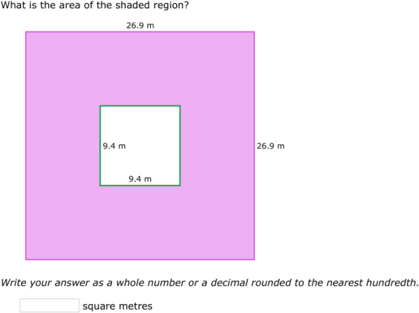 IXL - Area between two shapes (3rd year maths practice)