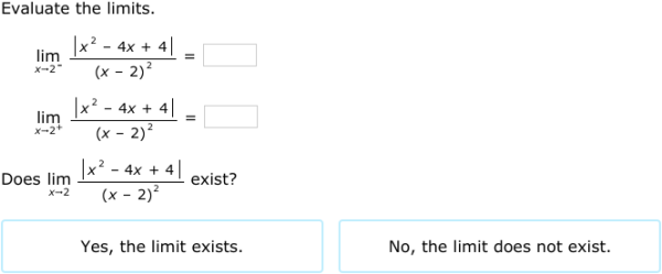 IXL - Find limits involving absolute value functions (6th year maths practice)