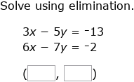 IXL - Solve simultaneous equations using elimination (6th year maths practice)