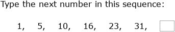 IXL - Complete an increasing number sequence (5th class maths practice)