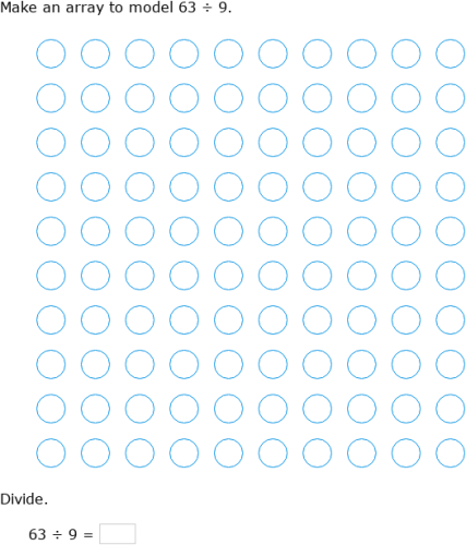 IXL - Make arrays to model division (3rd class maths practice)