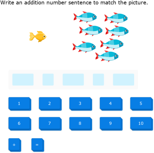 IXL - Write addition sentences for pictures - sums up to 10 (1st class ...