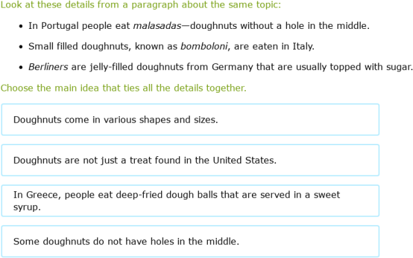 IXL - Use key details to determine the main idea (5th class English ...