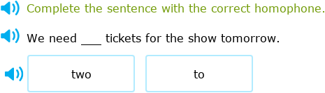 IXL - Use the correct homophone (2nd class English practice)