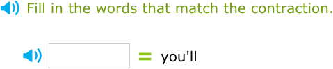 IXL - Form pronoun-verb contractions (1st class English practice)