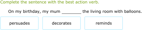 IXL - Use action verbs (4th class English practice)