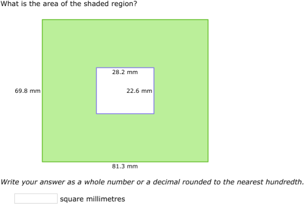 IXL - Area between two shapes (Transition year maths practice)