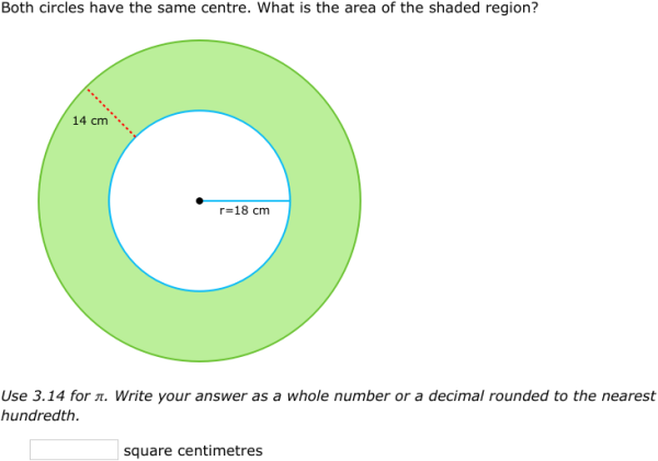 IXL - Area between two circles (6th class maths practice)