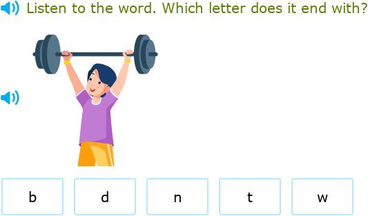 IXL - Which letter does the word end with? (1st class English practice)