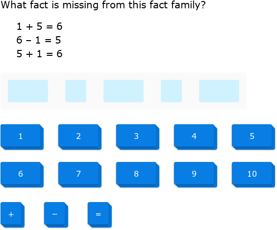 IXL - Fact families - up to 10 (1st class maths practice)