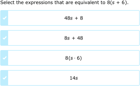 IXL - Identify equivalent linear expressions (3rd year maths practice)