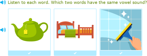 IXL - Which two words have the same vowel sound? (Senior infants ...