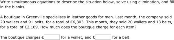 IXL - Solve simultaneous equations using elimination: word problems ...