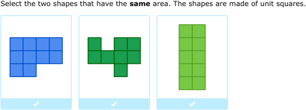 IXL - Select two figures with the same area (4th class maths practice)