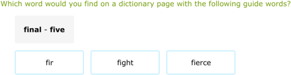 IXL - Use guide words (1st year English practice)