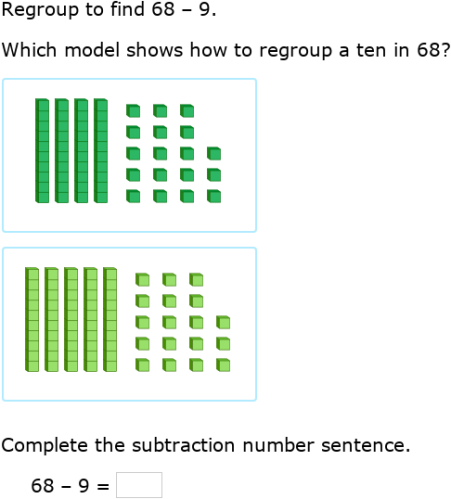 IXL - Use models to subtract a one-digit number from a two-digit number ...