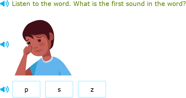 IXL - Identify the first sound in a word (Junior infants English practice)
