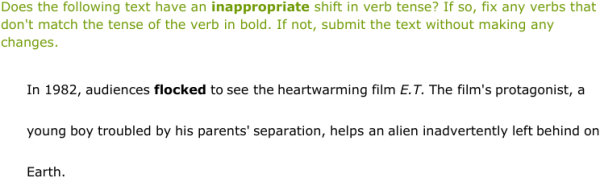 IXL - Identify and correct inappropriate shifts in verb tense (5th year ...