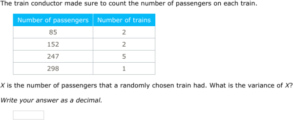 IXL - Variance of random variables (6th year maths practice)