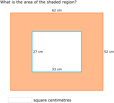 IXL - Area between two shapes (5th year maths practice)
