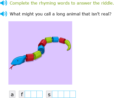 IXL - Spell rhyming words to answer riddles (3rd class English practice)