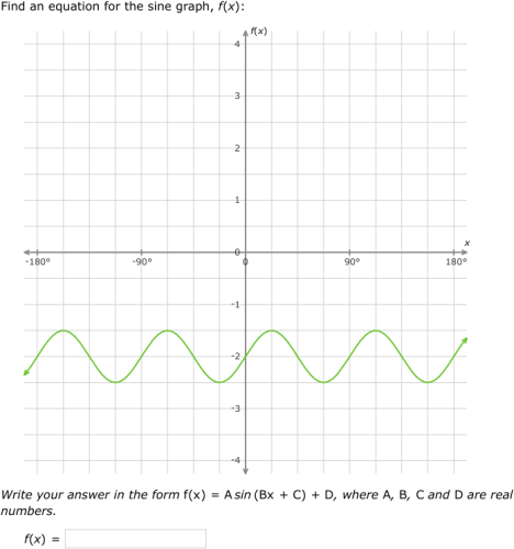 IXL - Write equations of sine functions from graphs (5th year maths practice)