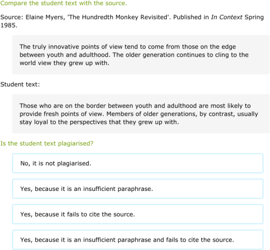 IXL - Identify plagiarism (6th year English practice)