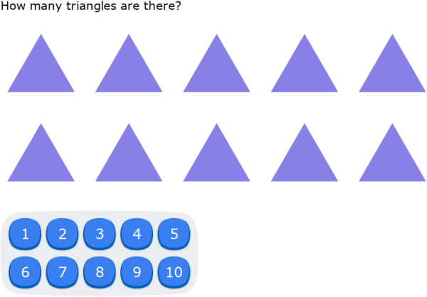 IXL - Count shapes in rows - up to 10 (Senior infants maths practice)