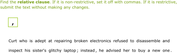 IXL - Commas with non-restrictive elements (5th year English practice)