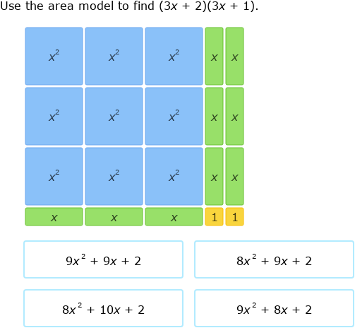 IXL - Multiply two polynomials using algebra tiles (3rd year maths practice)