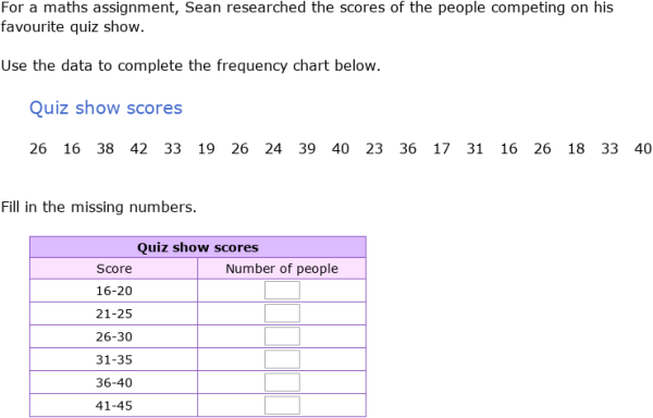 IXL - Create frequency tables (6th class maths practice)