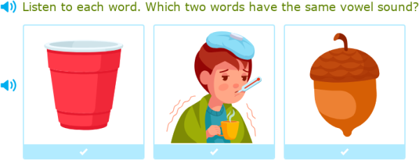 IXL - Which two words have the same vowel sound? (1st class English ...