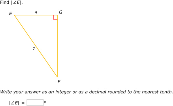 IXL - Trigonometric ratios: find an angle measure (3rd year maths practice)