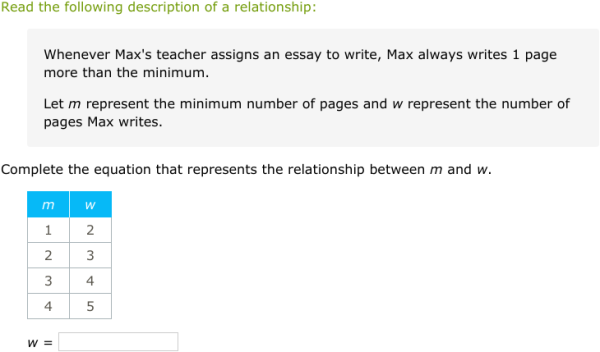 IXL - Write a two-variable equation (4th class maths practice)