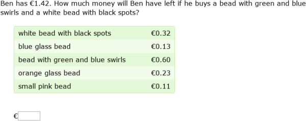 IXL - Price lists (2nd year maths practice)