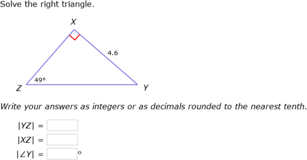 IXL - Solve a right triangle (5th year maths practice)