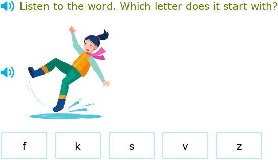 IXL - Which letter does the word start with? (1st class English practice)