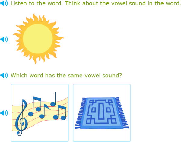 IXL - Find the word with the same vowel sound (1st class English practice)