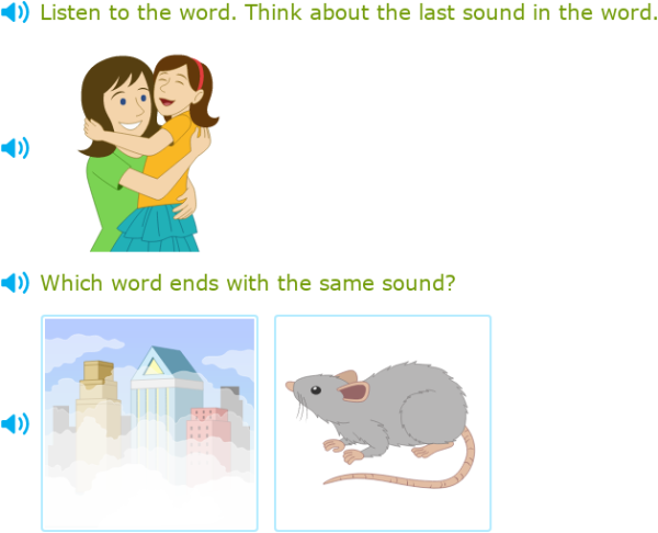 IXL - Which word ends with the same sound? (Junior infants English ...