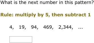 IXL - Use a rule to complete a number sequence (5th class maths practice)