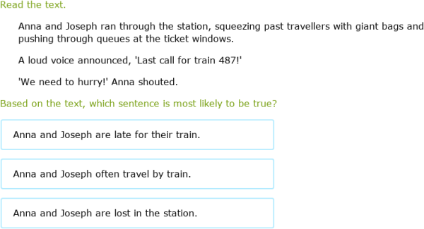 IXL - Draw inferences from a text (3rd class English practice)