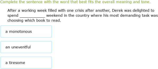 IXL - Choose the word whose connotation and denotation best match the ...