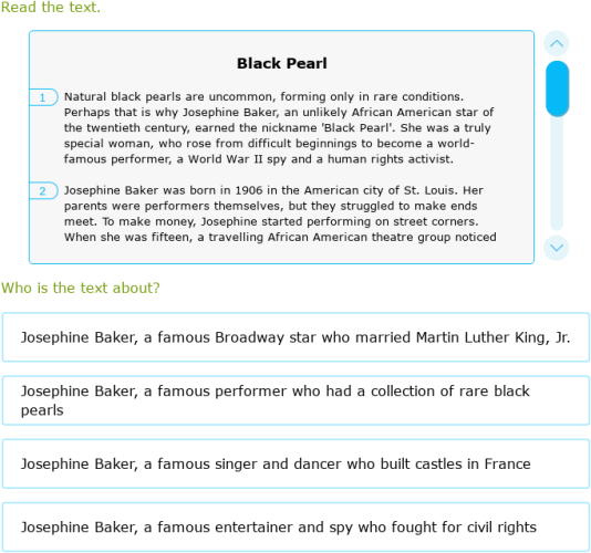 IXL - Read about famous people (5th class English practice)